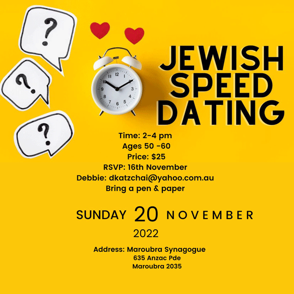 Nov-16 2:00pm Sydney: Jewish Speed Dating – J-Wire